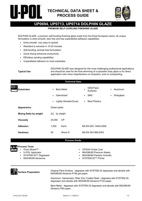 technical data sheet & process guide up0694, up0713 ... - U-Pol