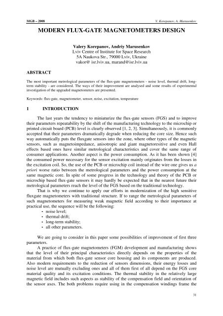 MODERN FLUX-GATE MAGNETOMETERS DESIGN