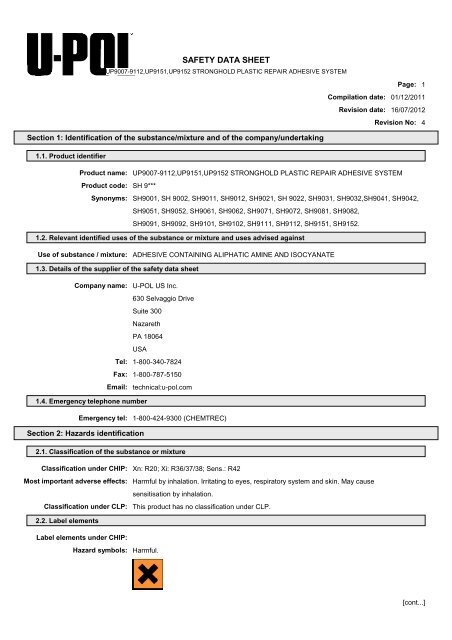 SAFETY DATA SHEET - U-Pol
