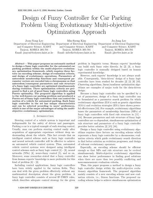 Design of Fuzzy Controller for Car Parking Problem Using ...