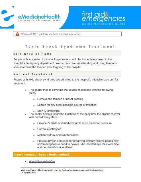 Toxic Shock Syndrome Outcomes