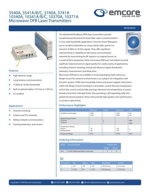DFB Laser Transmitters.indd - Emcore Photonic Systems