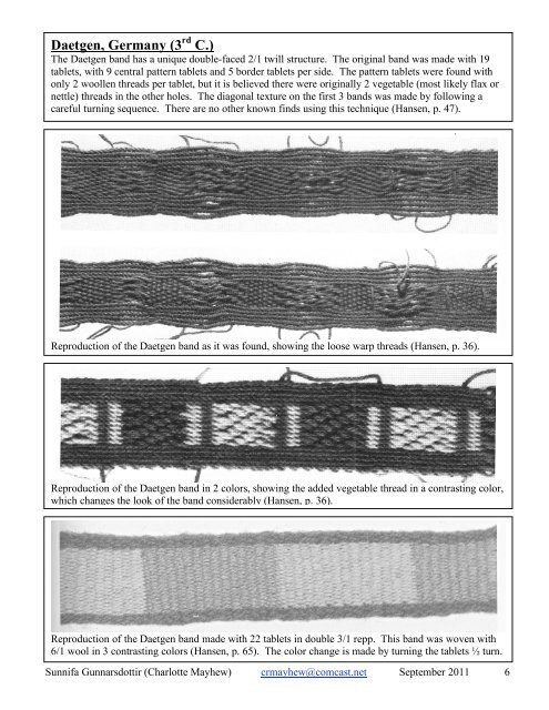 Viking Age Tablet Weaving Class Handout pgs 6-7 ... - Olvik Thing