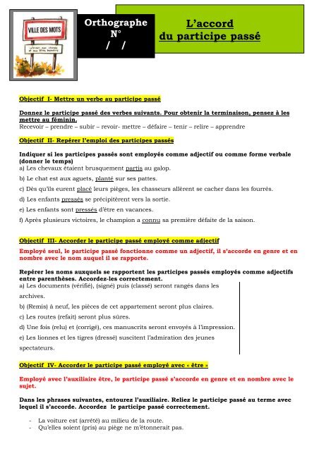 L'accord du participe passÃ©