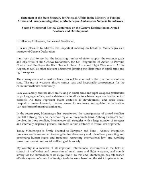 Statement by His Excellency Mr