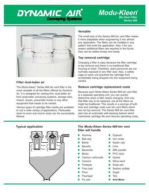 Modu-Kleen® Bin Vent Filter Series 669 - Chemical Processing