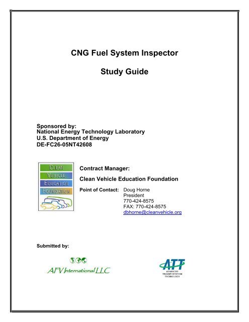 CNG Fuel System Inspector - Clean Vehicle Education Foundation