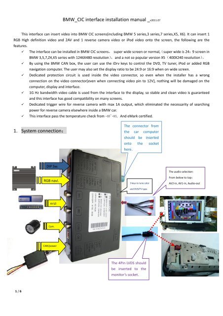 BMW CIC Interface Manual V2011 07