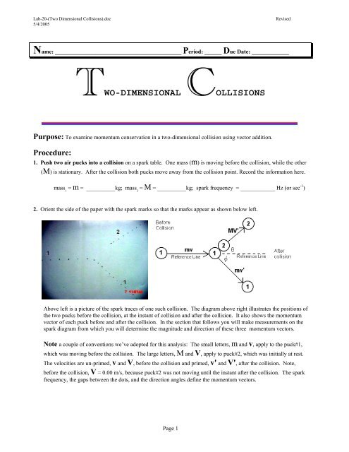 the Faculty ...Lab-20-(Two Dimensional Collisions).