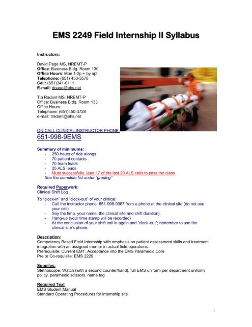 Spring Paramedic Internship (EMS 2249) - Inver Hills Community ...