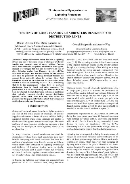 testing of long-flashover arresters designed for distribution lines