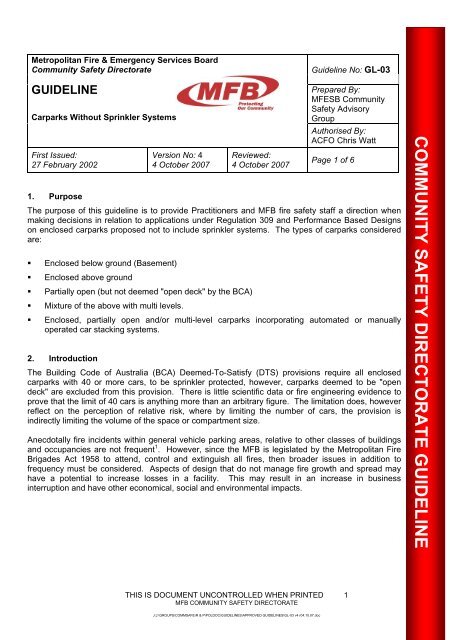 guidelines - Metropolitan Fire Brigade