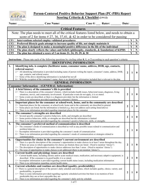 PC-PBS Checklist - the Kansas Institute for Positive Behavior Support