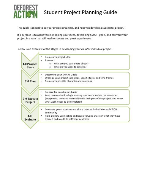 Student Project Planning Guide - DeforestACTION - TakingITGlobal