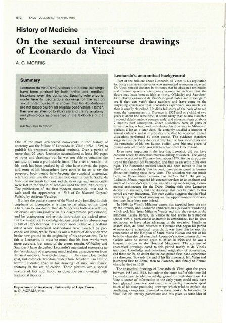 1.15 HISTORY OF MEDICINE.ON THE SEXUAL INTERCOURSE DRAWINGS OF LEONARDO ...