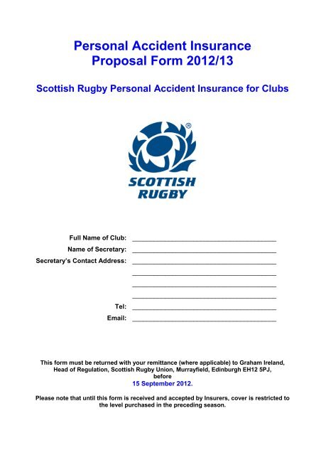 Proposal Form - Scottish Rugby Union