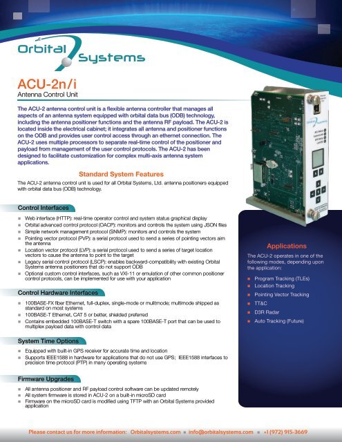 ACU-2 Data Sheet vB.02 - Orbital Systems