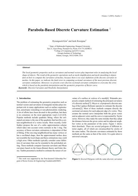 Parabola-Based Discrete Curvature Estimation - GVU Center at ...