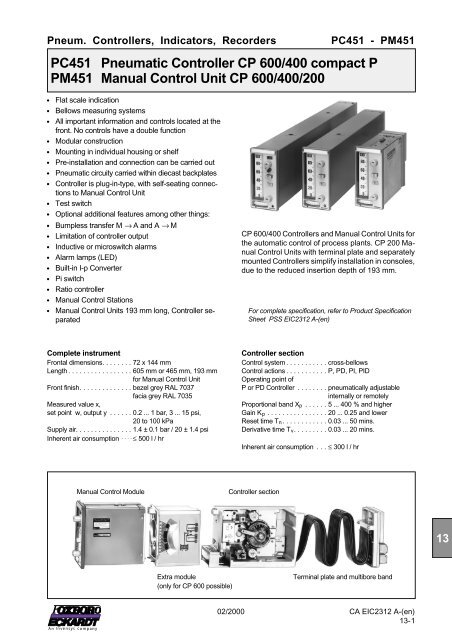 Catalog Sheet - FOXBORO ECKARDT
