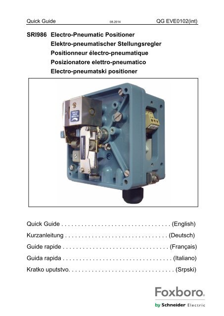 sri986 electro-pneumatic positioner - FOXBORO ECKARDT