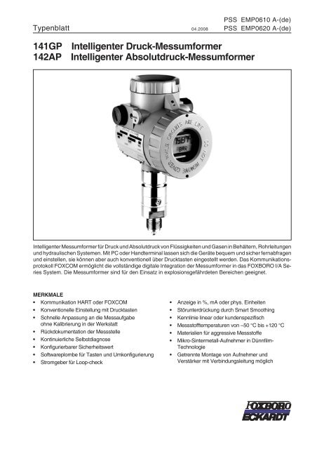 Typenblatt - FOXBORO ECKARDT