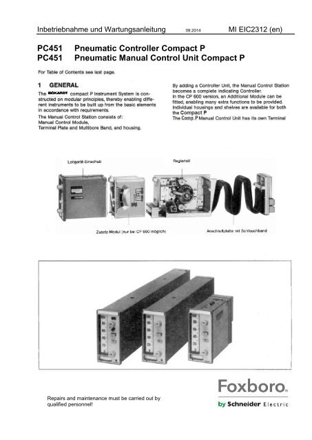 Master Instruction - FOXBORO ECKARDT