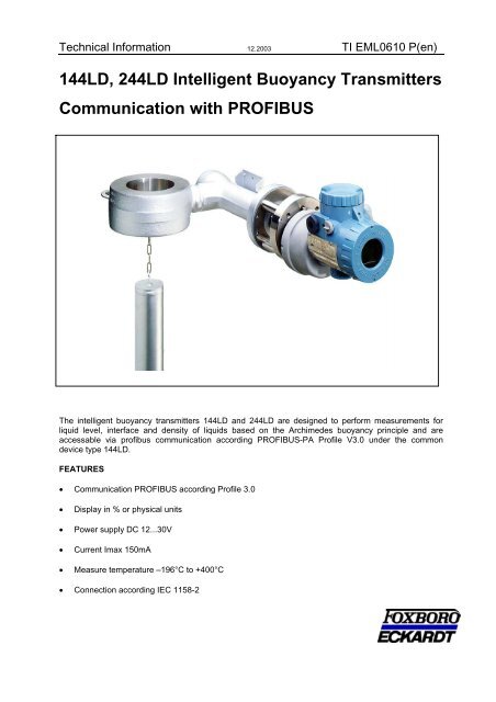 144LD, 244LD Intelligent Buoyancy Transmitters Communication ...