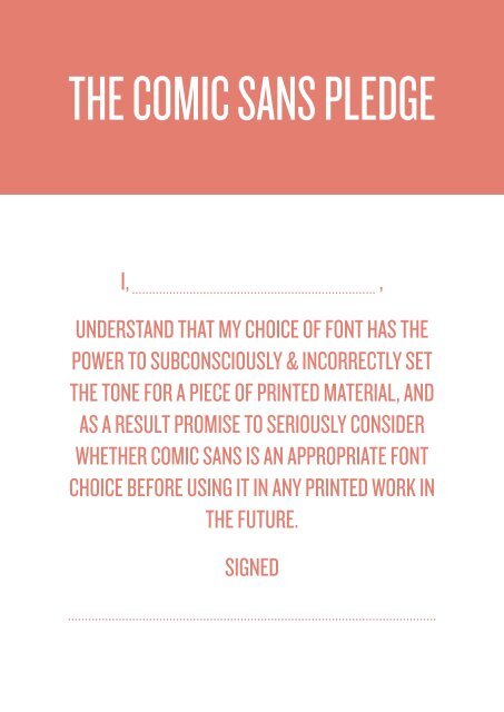 THE COMIC SANS PLEDGE