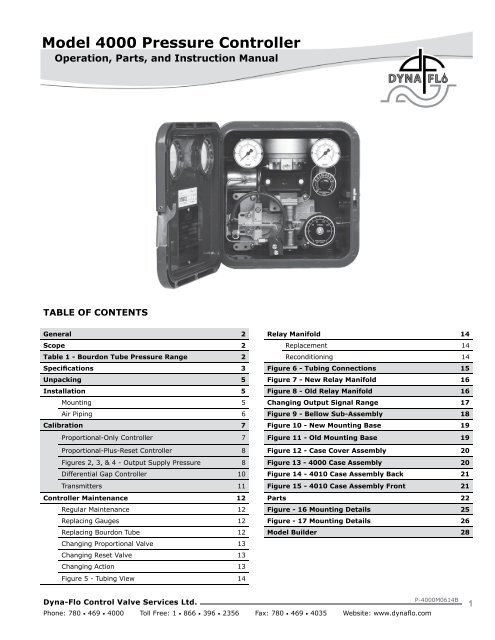 Dyna-Flo 4000 Operation, Parts and Instruction Manual