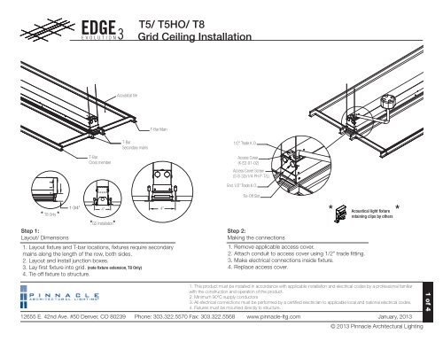 Grid Ceiling Installation T5/ T5HO/ T8 - Pinnacle Architectural Lighting
