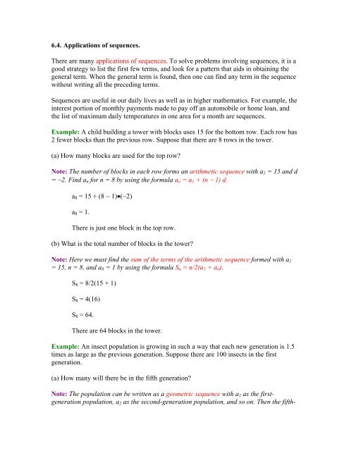 Application of Sequences - Tutor-Homework.com