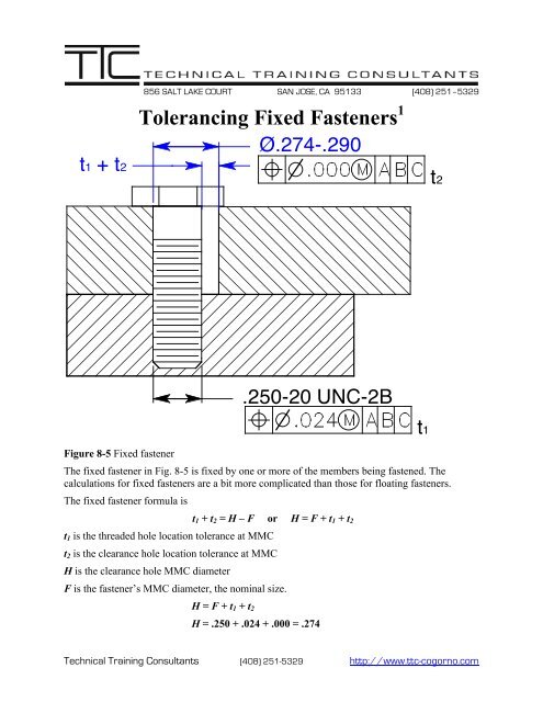 Tolerancing Fixed Fasteners - Technical Training Consultants