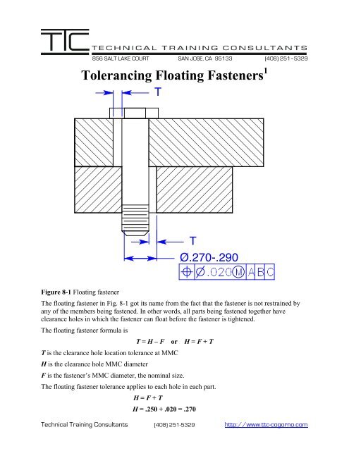 Tolerancing Floating Fasteners - Technical Training Consultants