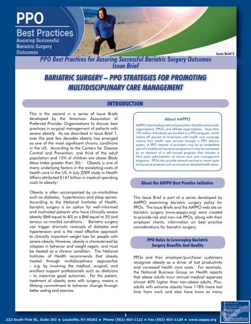 Bariatric Surgery â PPO StrategieS fOr PrOmOting ... - Aappo