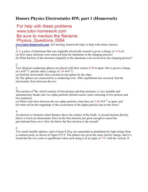 Webassign Physics Questions and Answers - Tutor-Homework.com