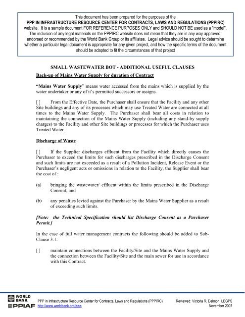 Water Supply Agreement Template