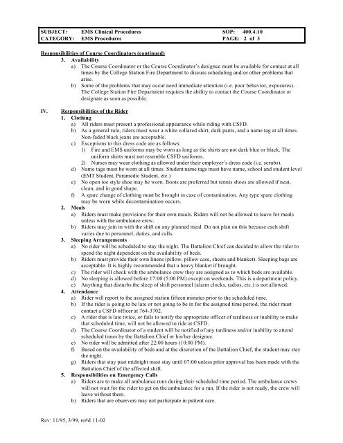 STANDARD OPERATING PROCED