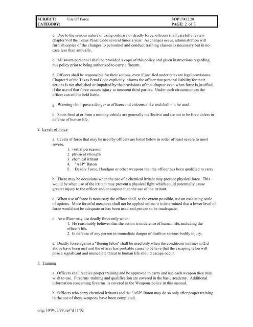 STANDARD OPERATING PROCED