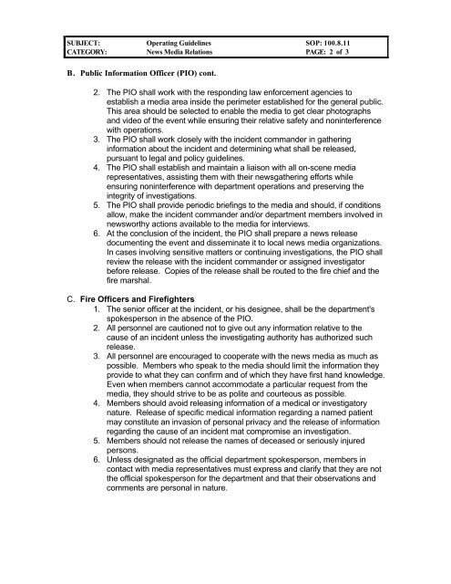 SUBJECT: Operating Guidel