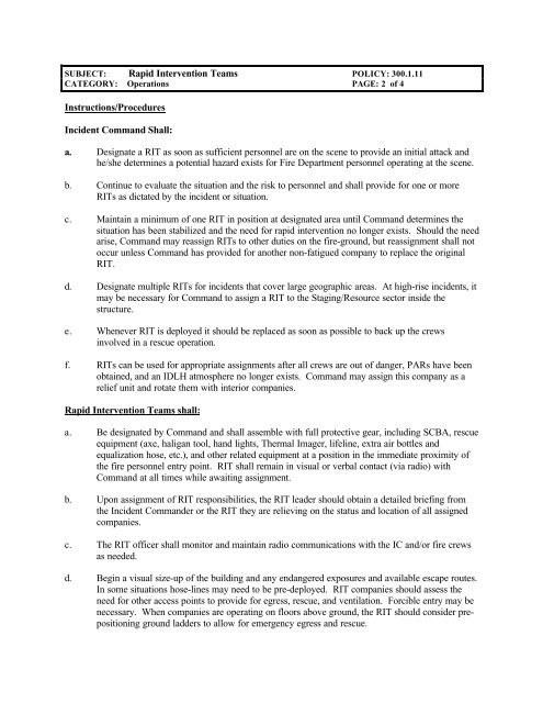 STANDARD OPERATING PROCED