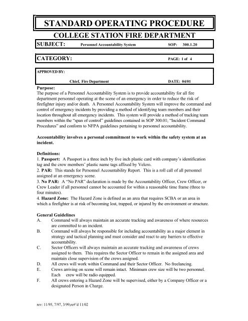 STANDARD OPERATING PROCED
