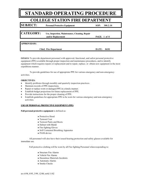 STANDARD OPERATING PROCED