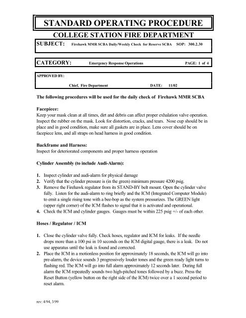 STANDARD OPERATING PROCED