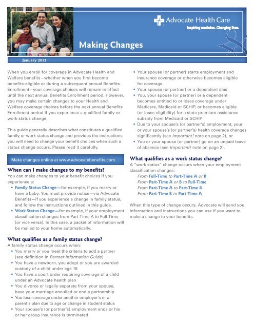 Making Changes Status Change Guide - Advocate Benefits