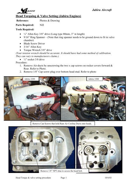 Head torque & Valve setting procedure - falcondesign