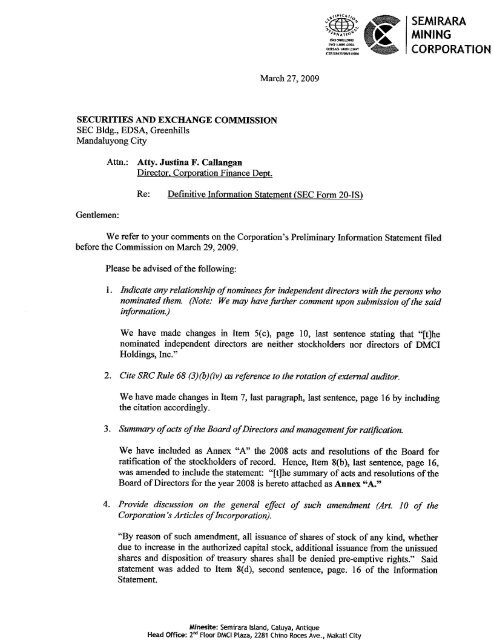 Annex - Semirara Mining Corporation