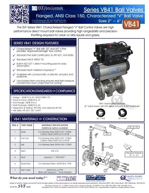 Series VB41 Ball Valves - SVF Flow Controls, Inc.