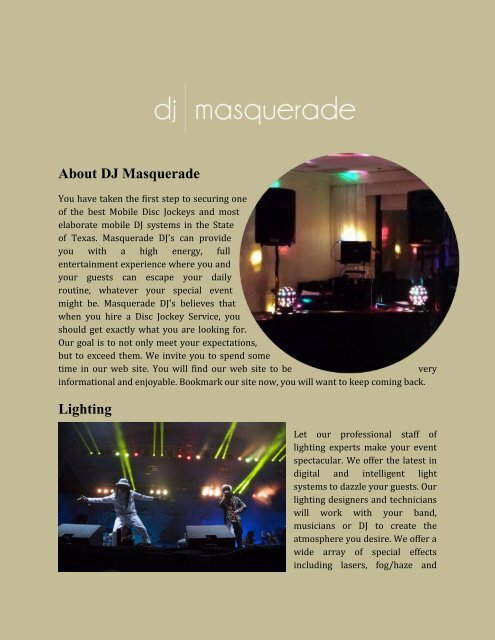About DJ Masquerade Lighting