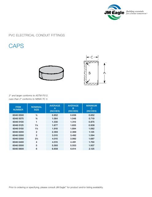 PVC ElECtriCAl Conduit FittingS - JM Eagle