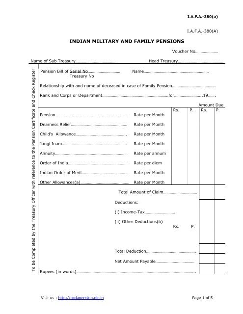 indian military and family pensions - Controller of Defence Accounts ...